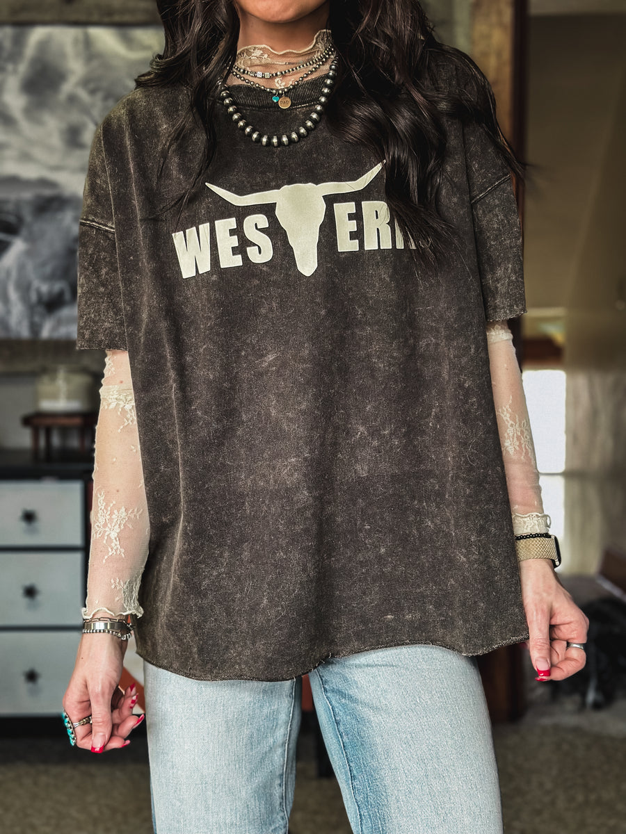 Brand Jennie Raw Hem Top - Cream Logo/Mineral Black – Western T Brand LLC