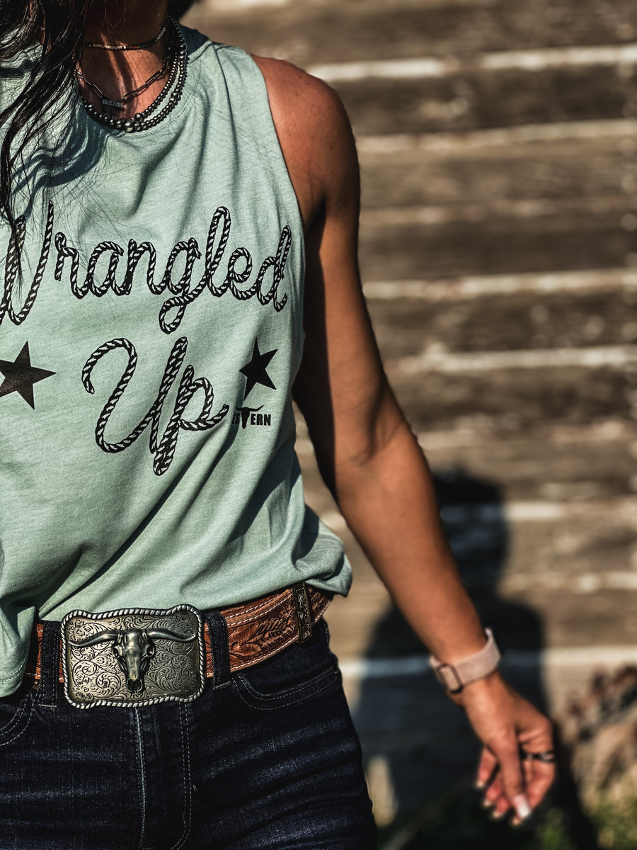 Wrangled Up Cropped Tank - Sage – Western T Brand LLC