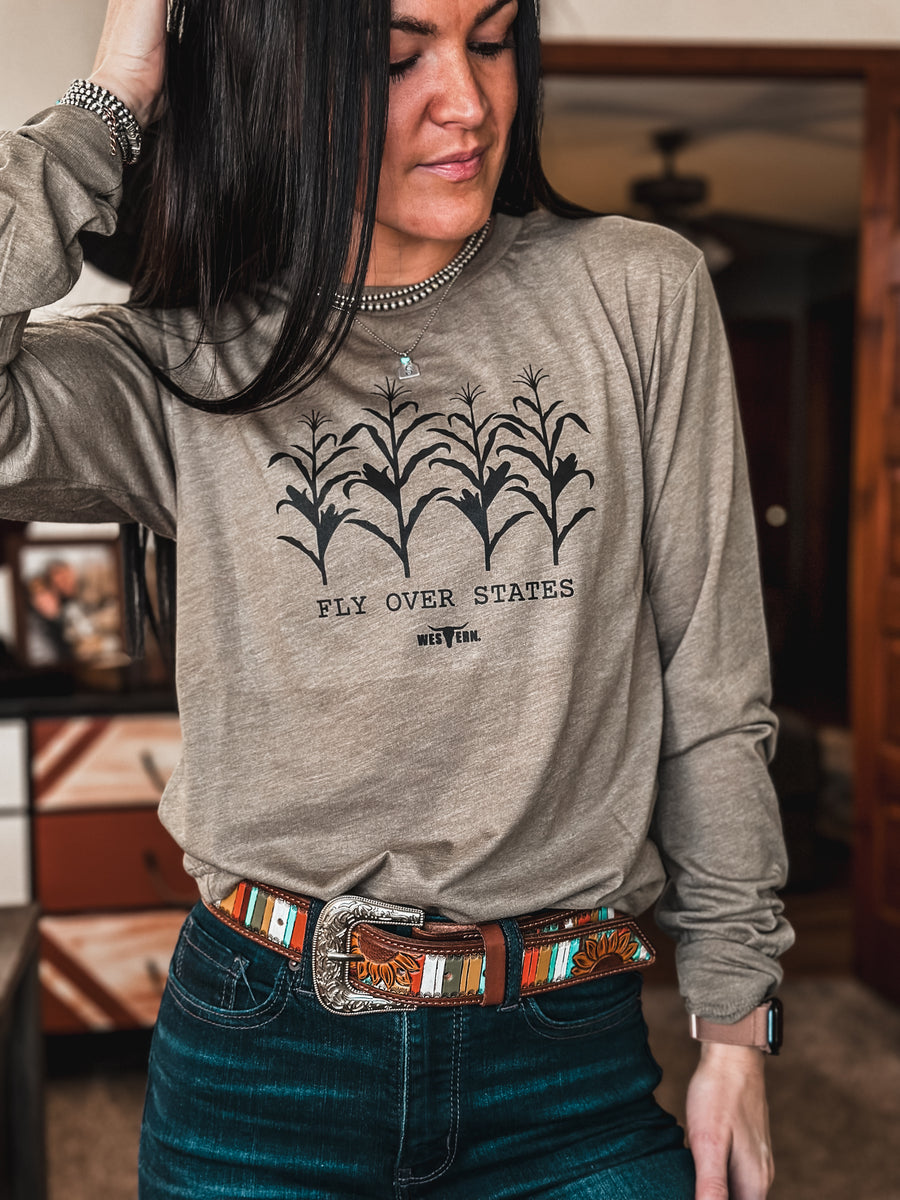 Fly Over States - Olive Longsleeve – Western T Brand LLC