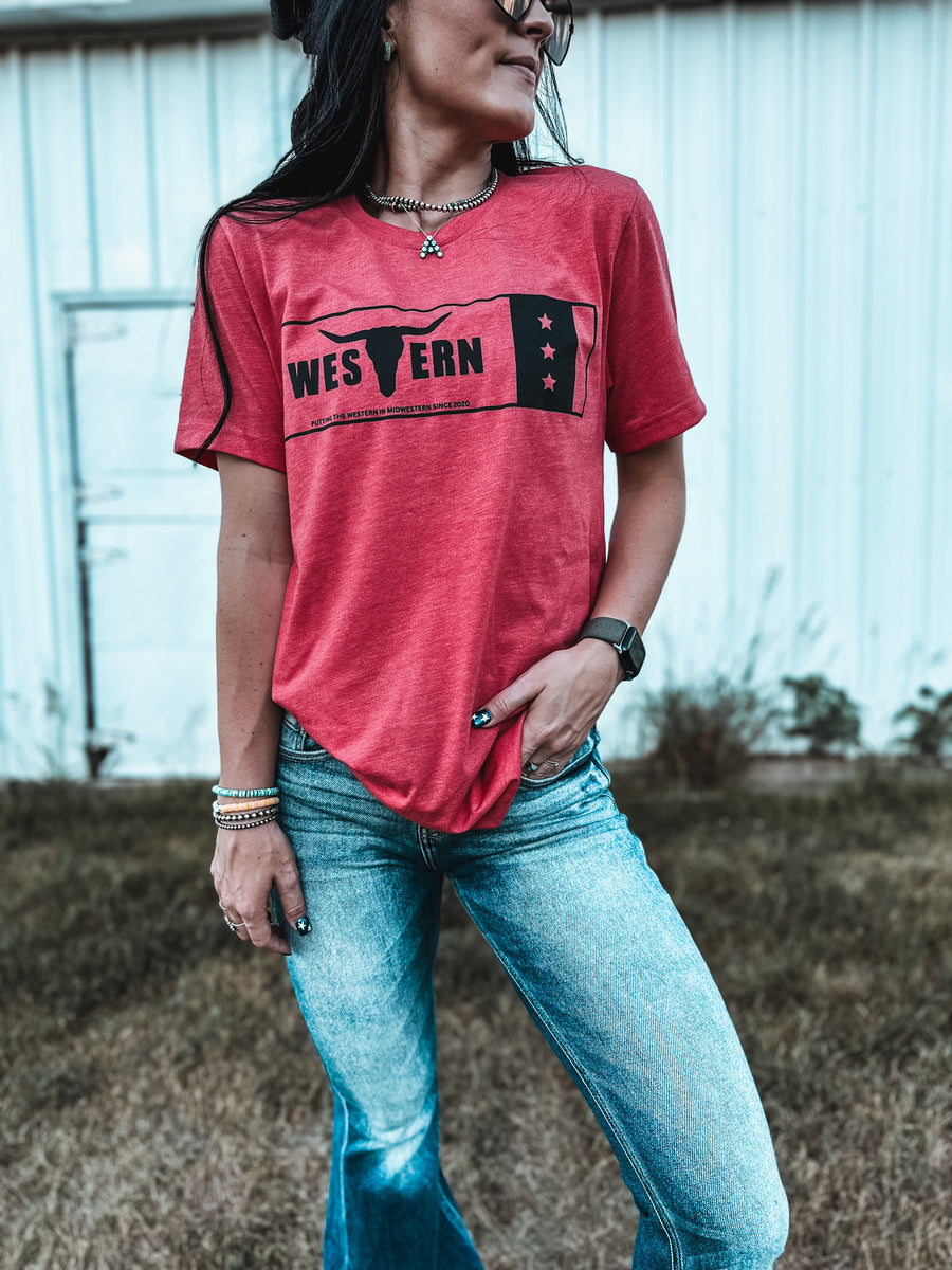 Western in Midwestern HEATHER RED – Western T Brand LLC